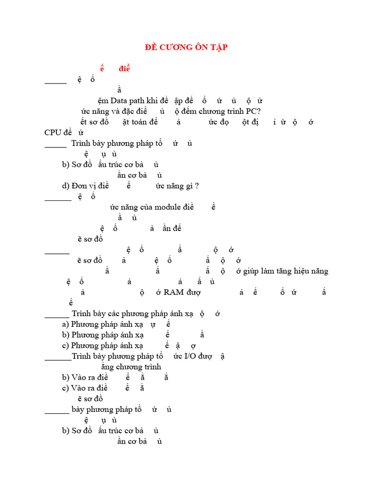 2024 Decuong Ôn Thi - KTMT | PDF