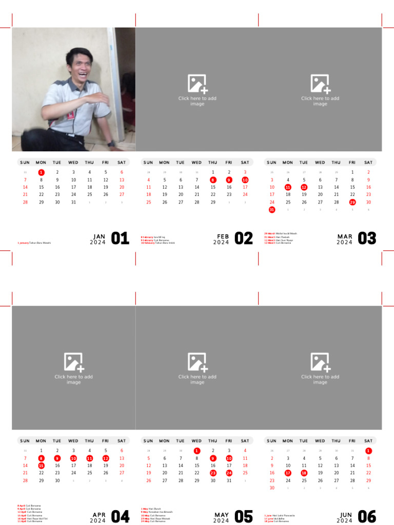 Portrait Desk Card Calendar 3583 - 2024 Calendar Template Print Layout | PDF