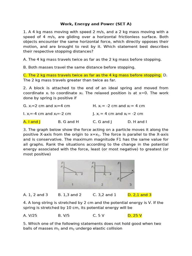 CH 3-Work, Energy & Power | PDF | Force | Mass