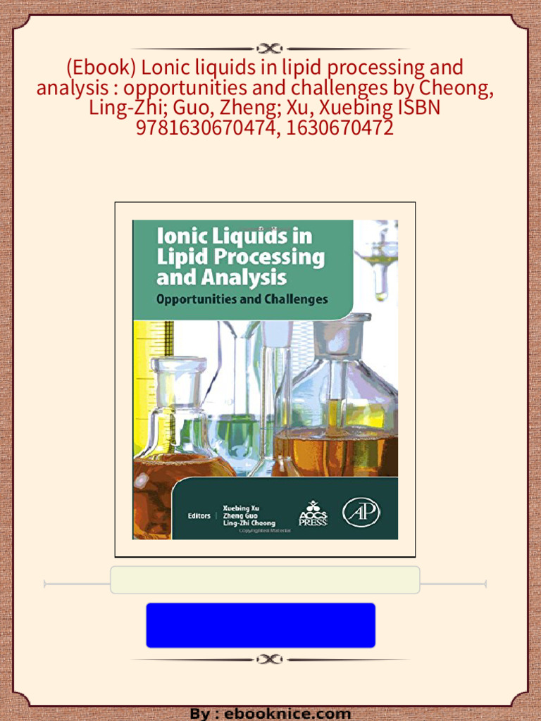 Where can buy (Ebook) Lonic liquids in lipid processing and analysis ... Where can buy (Ebook) Lonic liquids in lipid processing and analysis ...