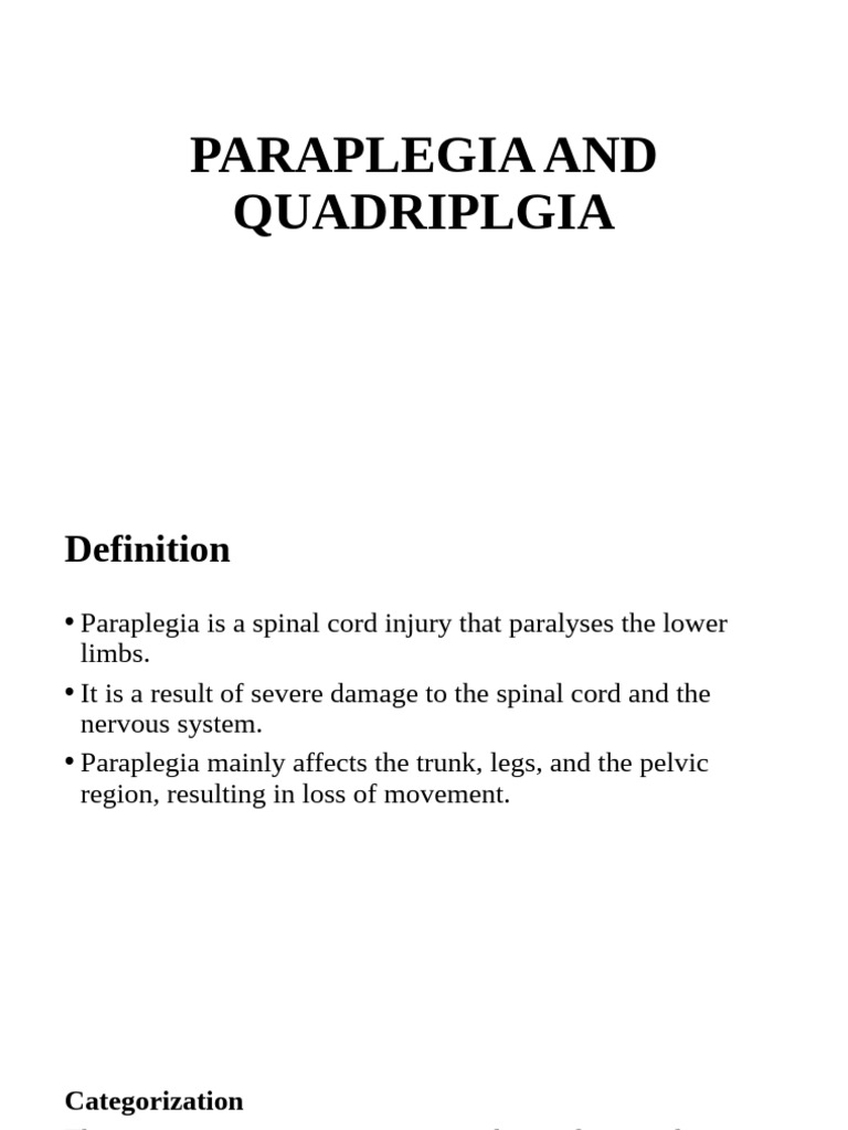 Paraplegia and Quadriplgia | PDF | Spinal Cord Injury | Clinical Medicine