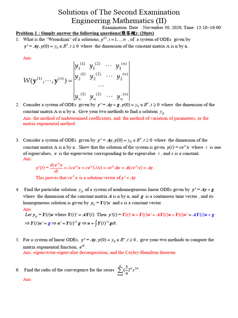 Second 2020 Pdf Eigenvalues And Eigenvectors Ordinary Differential Equation