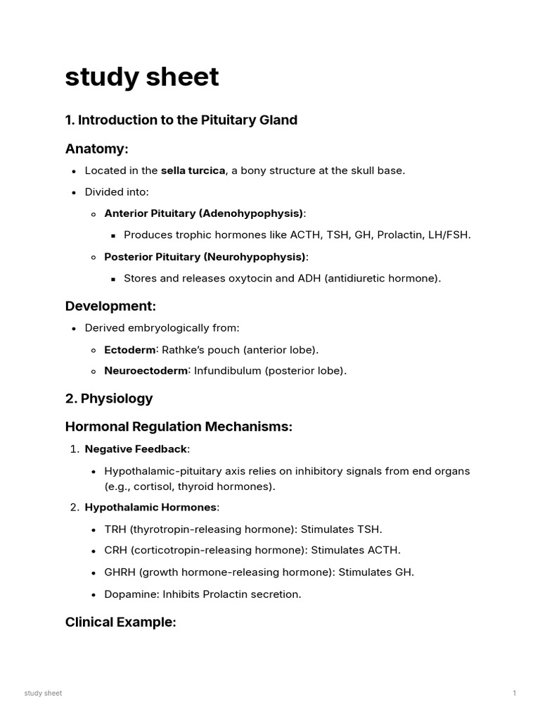 Study Sheet | PDF | Endocrinology | Clinical Medicine