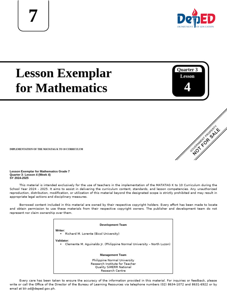 Grade 7 Math Lesson on Integers | PDF | Numbers | Educational Assessment