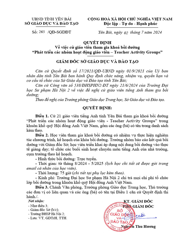 2024.7.QĐ 265 C GV Tham Gia TAGS | PDF