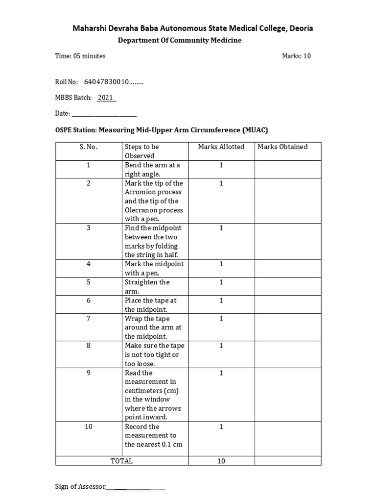 OSPE - Muac - Test 2021 | PDF