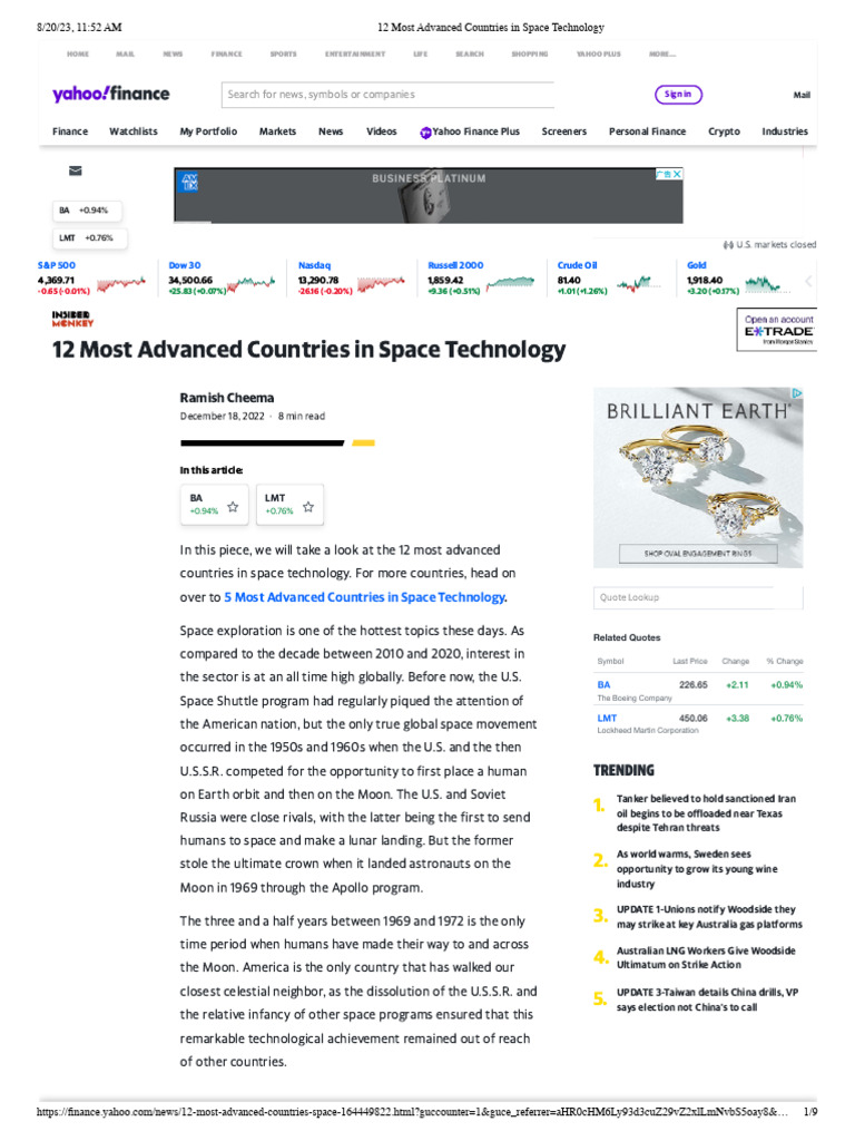 12 Most Advanced Countries in Space Technology | PDF | Space X | International Space Station