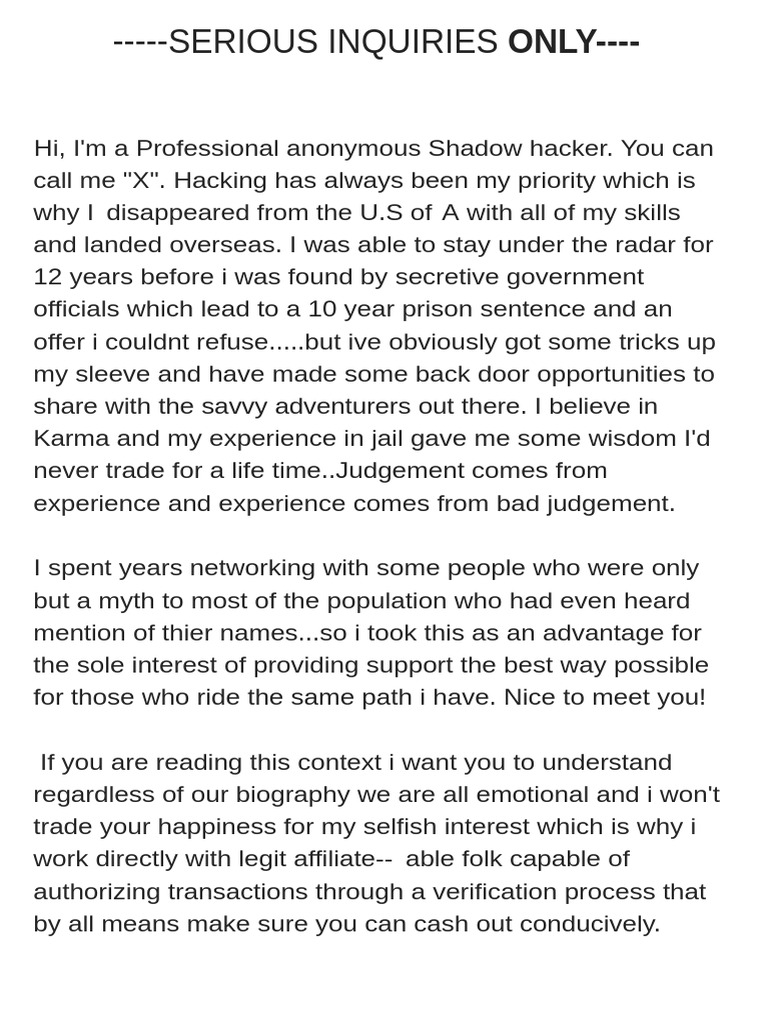 Serious Inquiries 4 Better Life | PDF | Credit Card | Pay Pal