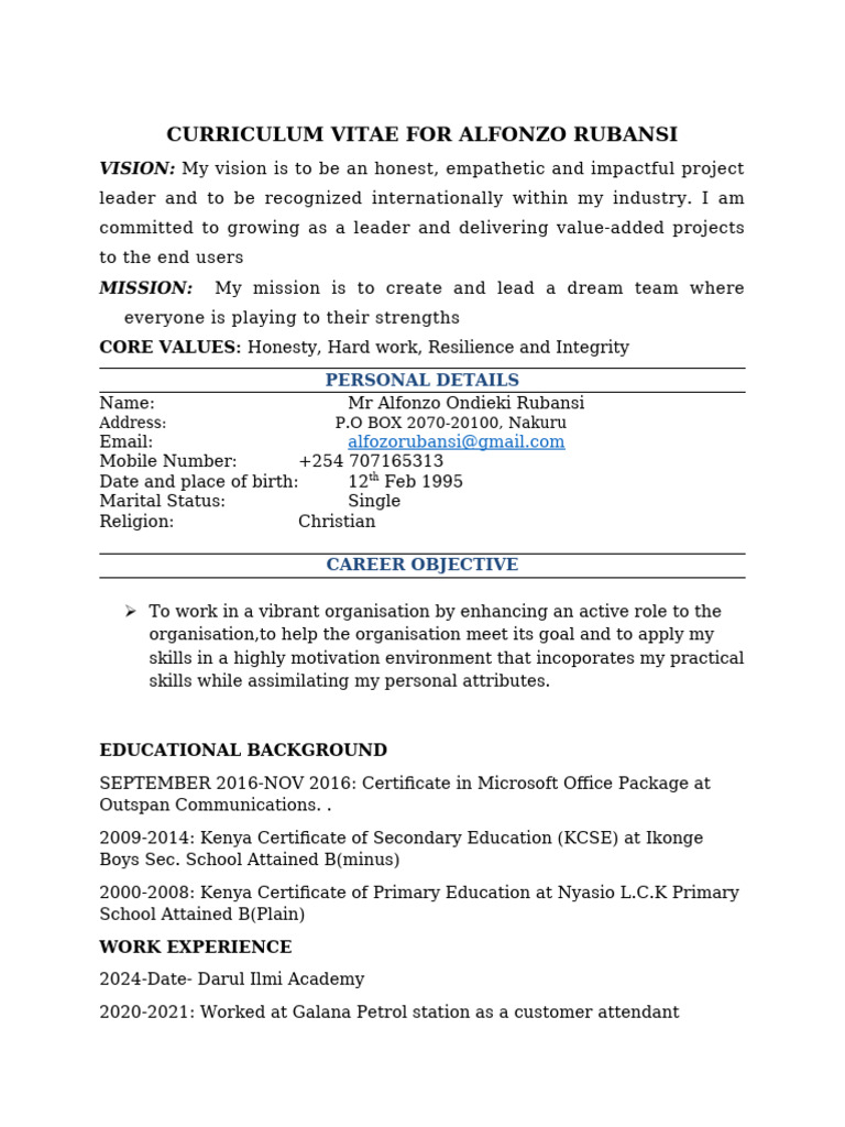 makori cv (1) (1) | PDF