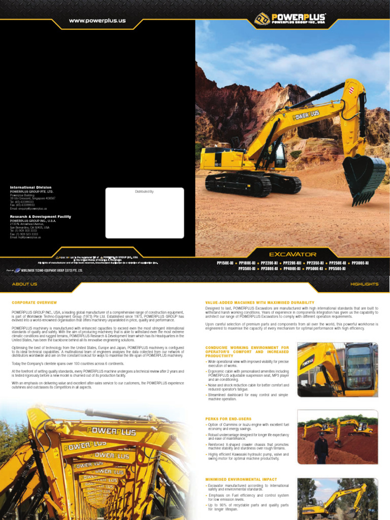 Powerplus Excavator Brochure 2024 Compressed 1 | PDF | Pump | Engines