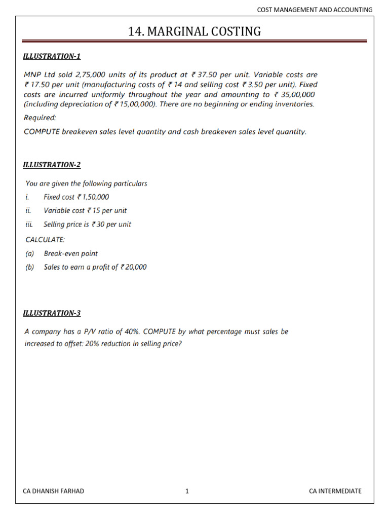 14.Marginal Costing | PDF | Management Accounting | Financial Markets