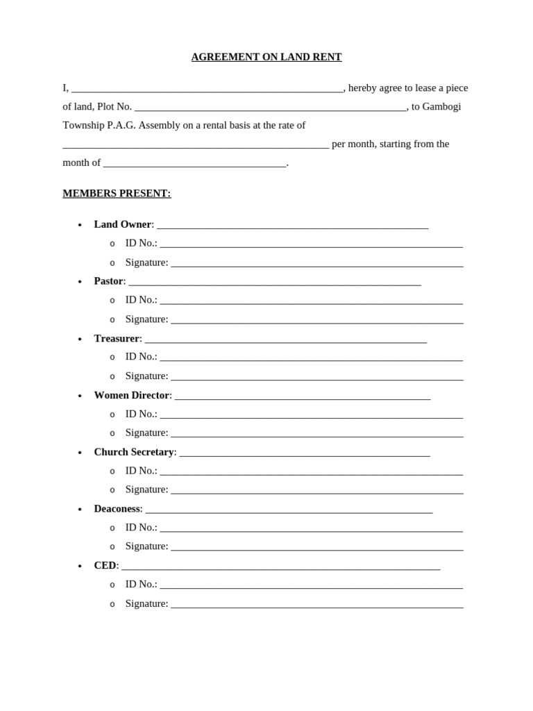 Agreement On Land Rent | PDF