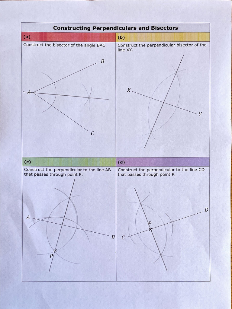 Constructing Perpendiculars and Bisectors Practice Grid Answers | PDF