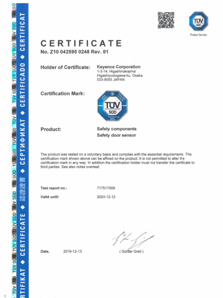 TUV Certificate (GS Series - 2019!12!13) | PDF