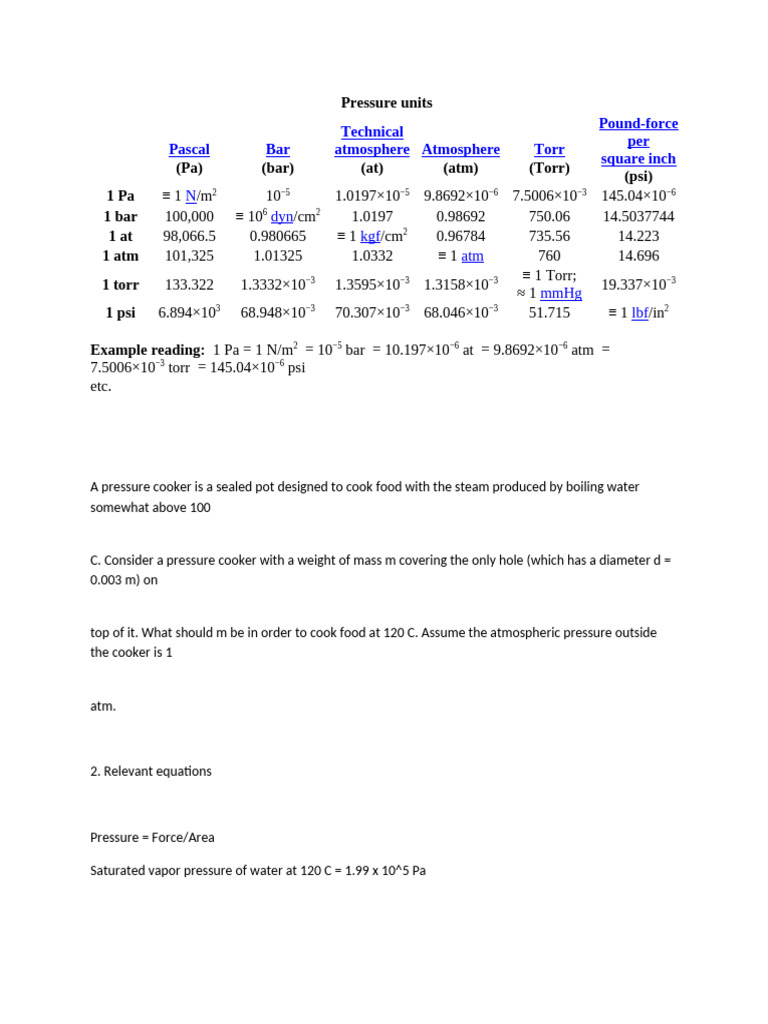 Pressure Units | PDF | Pressure | Pascal (Unit)