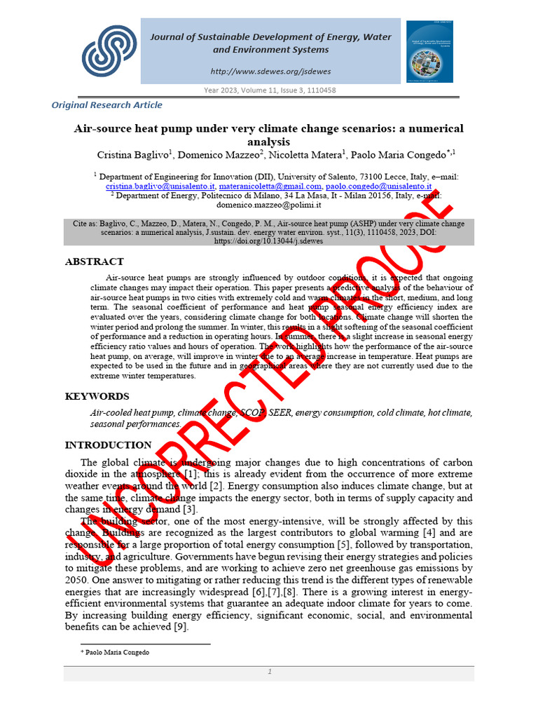 Air-Source Heat Pump ASHP Under Very Climate Chang | PDF | Climate ...