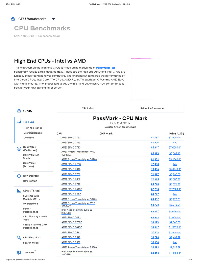 High-End CPU Benchmark Comparison | PDF | X86 Architecture | Computer ...