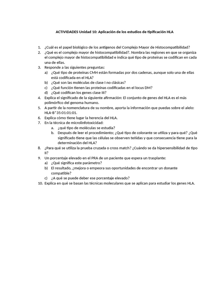 Estudio del Complejo HLA y su Aplicación | PDF