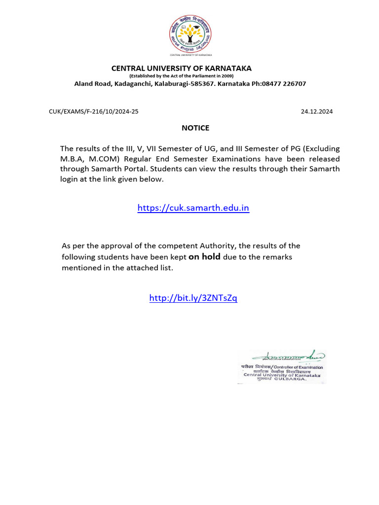 Result Declaration Notice Dec2024 | PDF