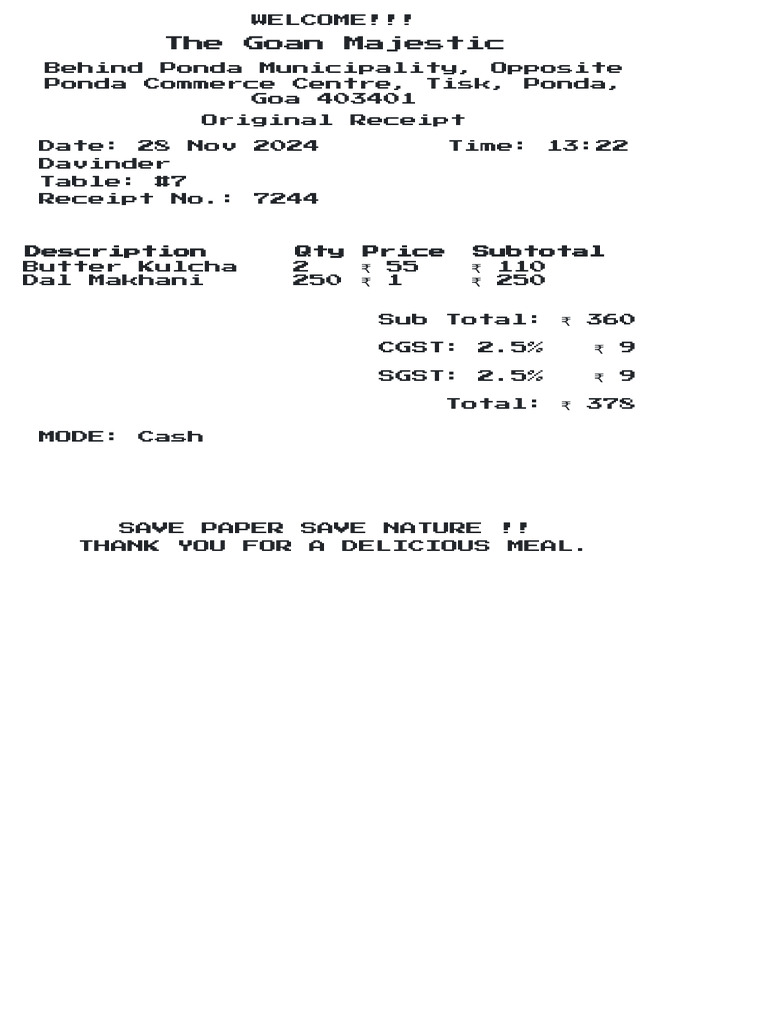 Restaurant Bill Template 1 | PDF