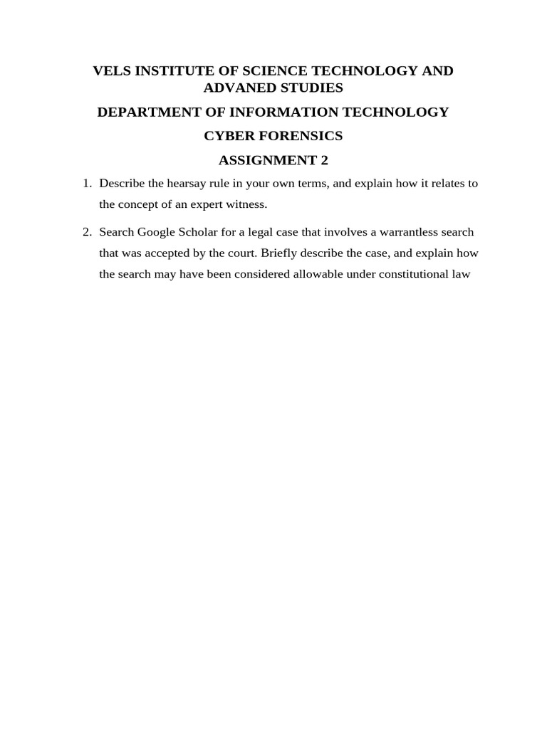 Cyber Forensics Assignment 2 | PDF