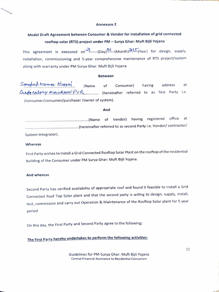 Agreement | PDF | Solar Panel | Specification (Technical Standard)