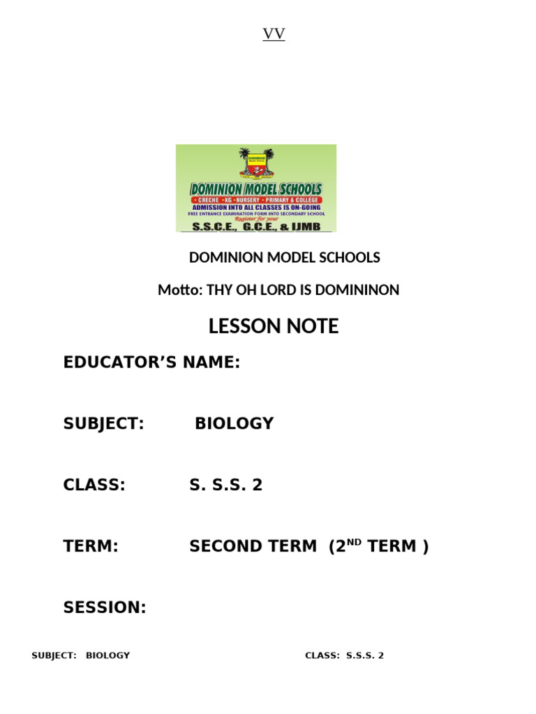 Biology SS2 2ND Term Note | PDF | Mitosis | Meiosis