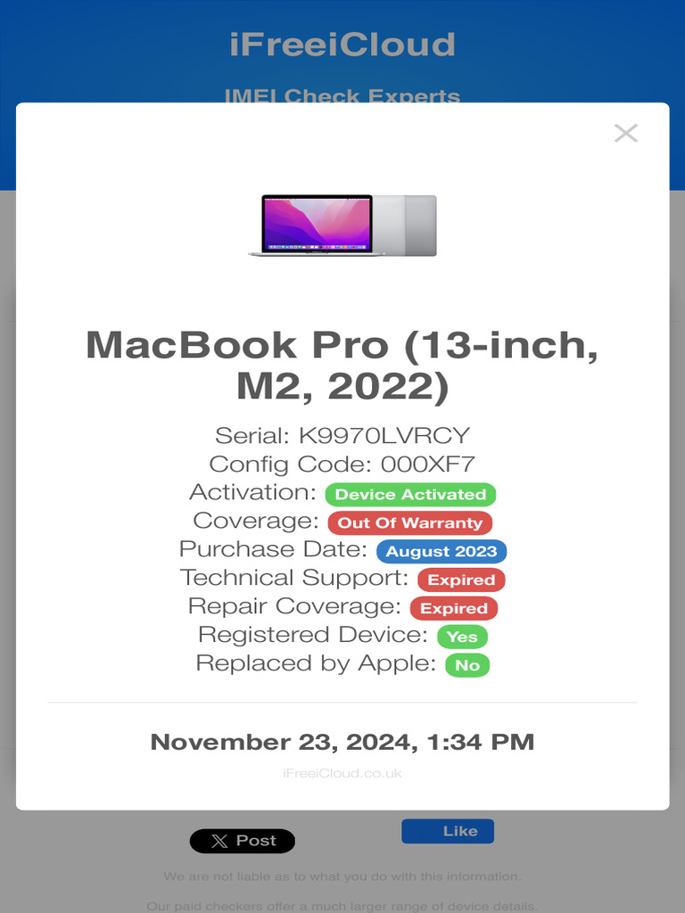IMEI Check for MacBook Pro M2 | PDF