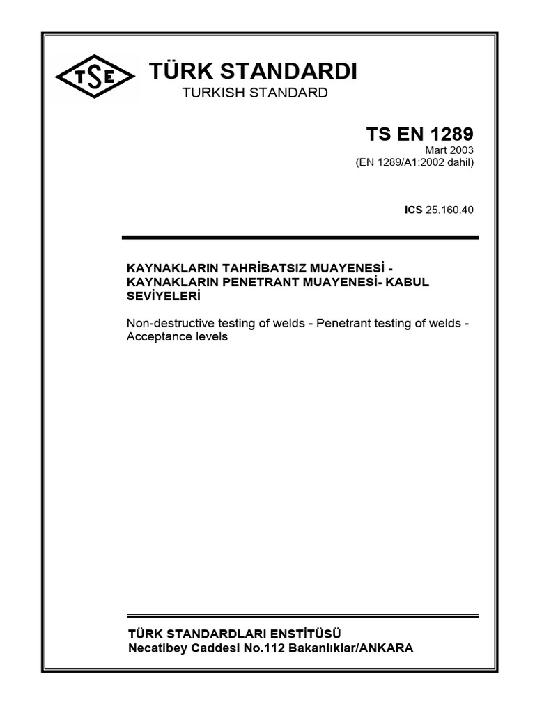 TS EN 1289 Mart 2003 | PDF