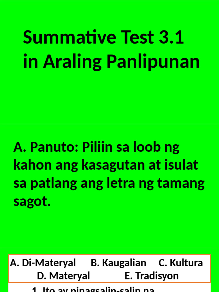 Summative Test in AP 3.1 | PDF