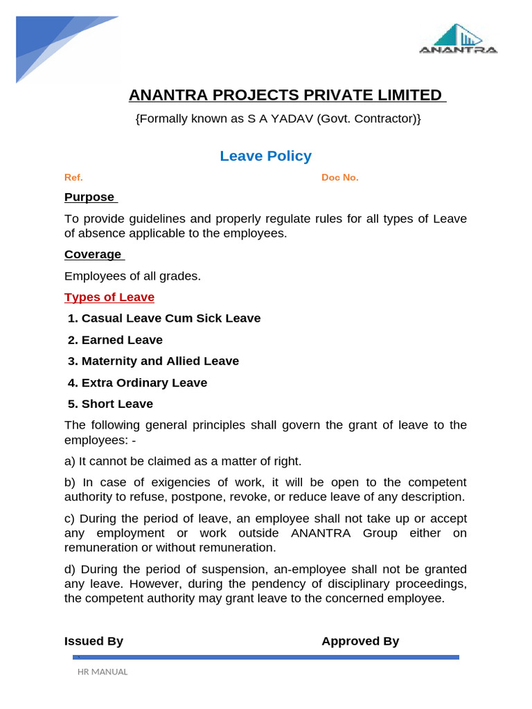 Leave Policy SAY | PDF | Employment | Sick Leave