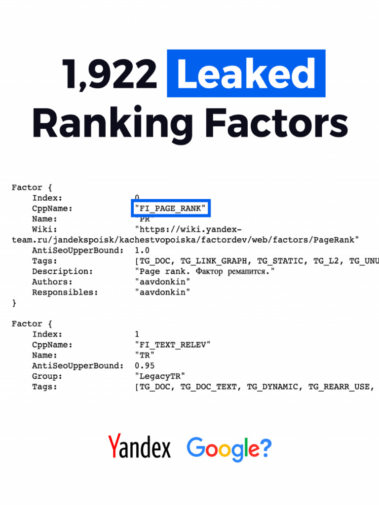 Here Are The Leaked Ranking Factors of Yandex-1 | PDF