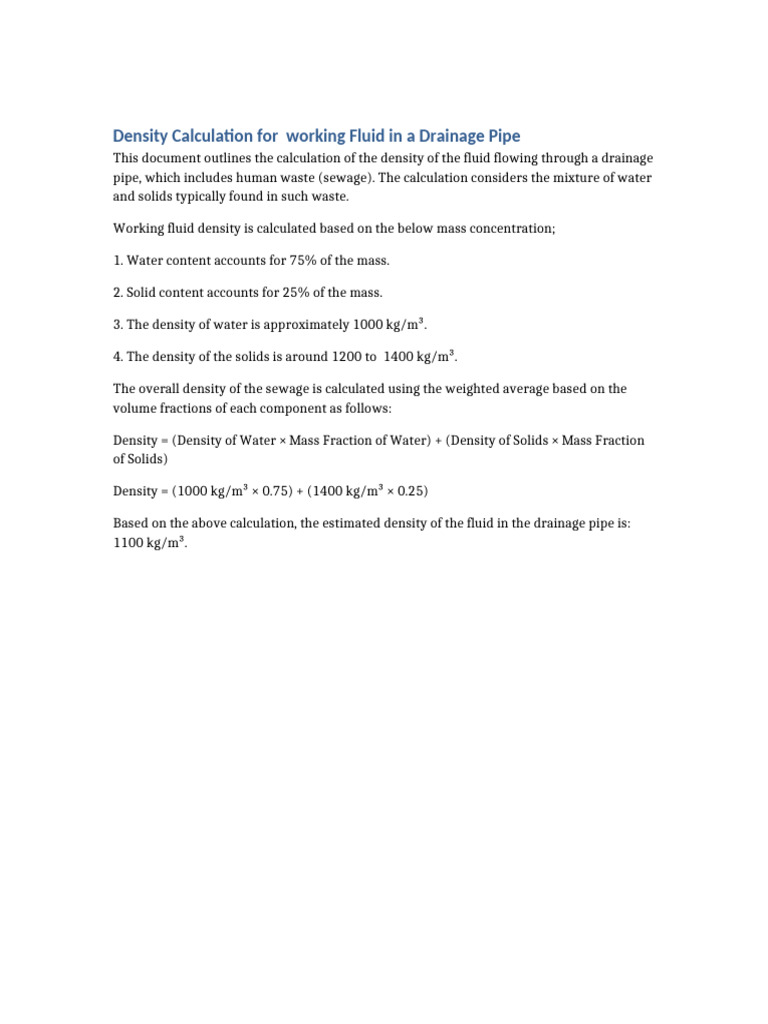 Density Calculation Drainage Pipe | PDF