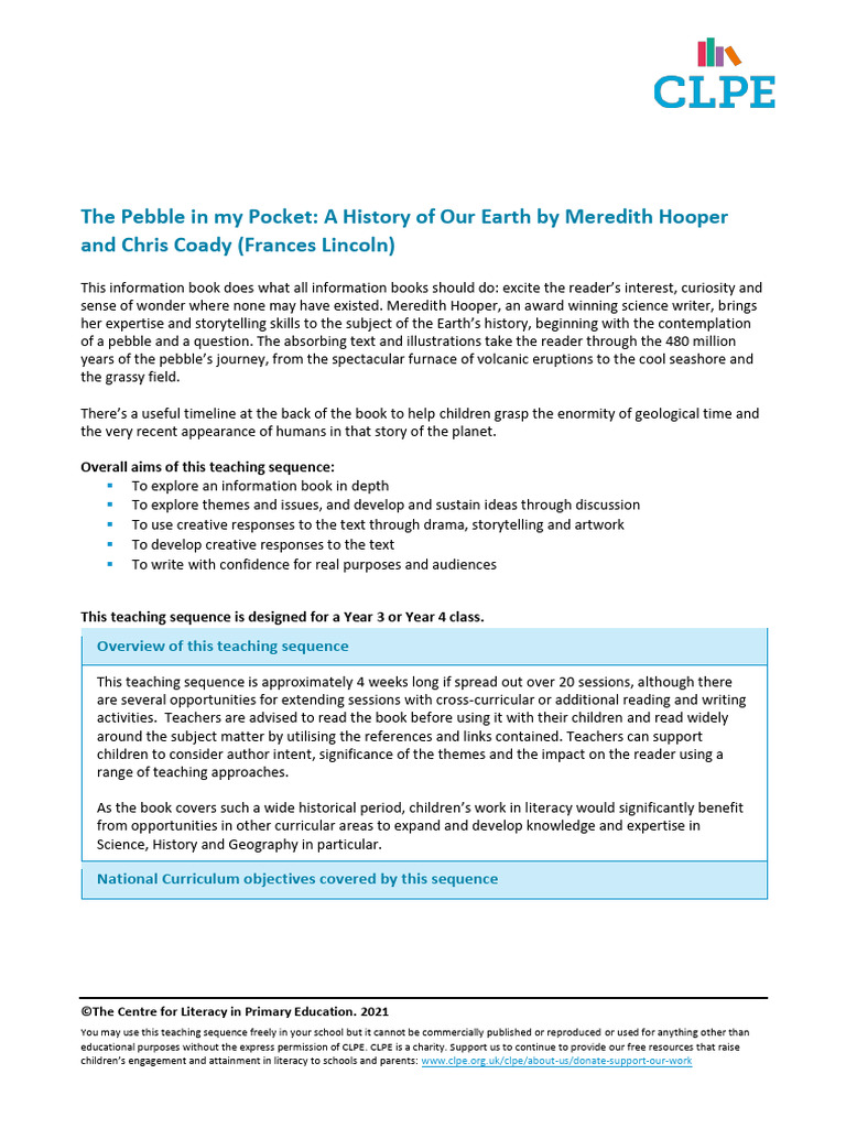 Year 3-4 Earth History Literacy Plan | PDF | Rock (Geology) | Drawing