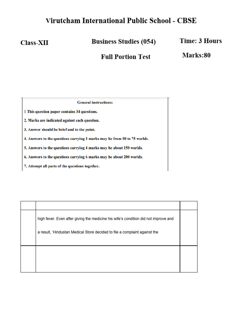 Cbse Class 12 Business Studies Sample Paper Set 2 Questions | PDF ...