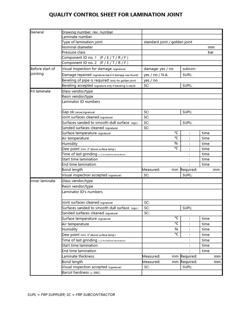 Appendix F. Jointing Q.C. sheet | PDF | Lamination | Applied And Interdisciplinary Physics