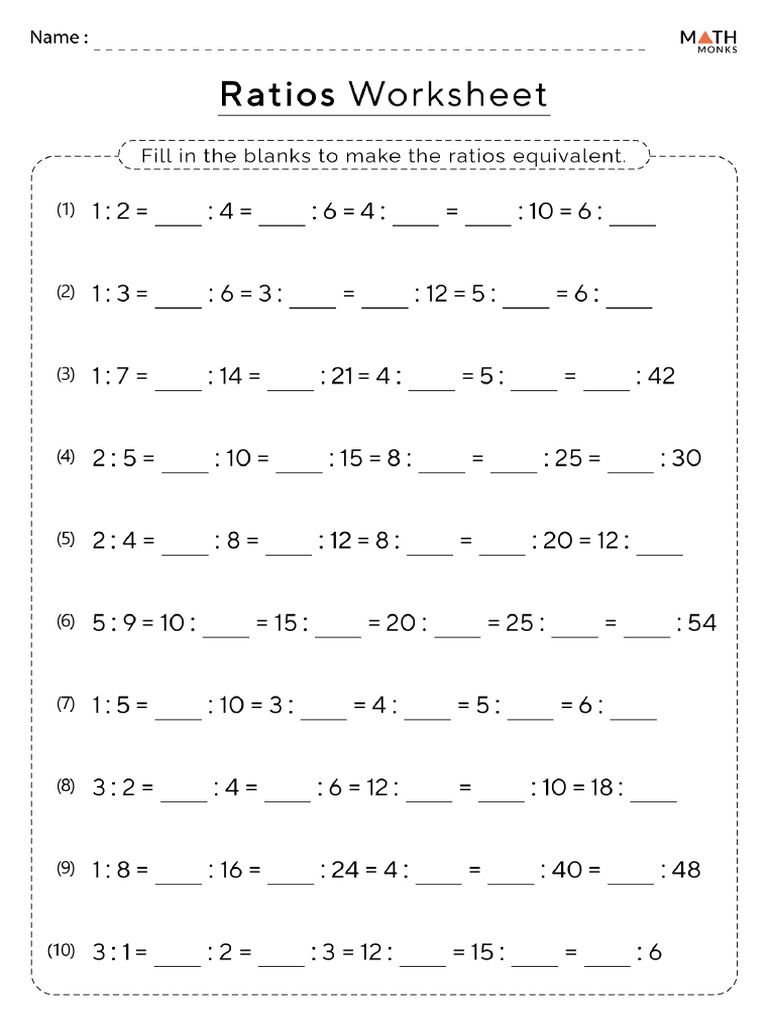 6th Grade Math Ratios Worksheets | PDF