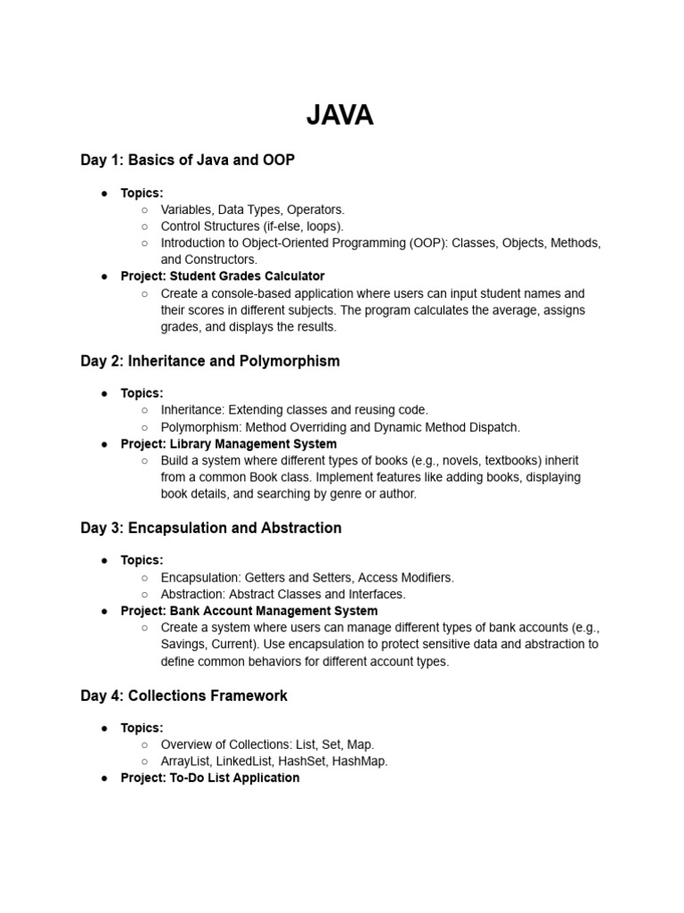 10 Day Revision Roadmap. | PDF | Method (Computer Programming) | Class ...