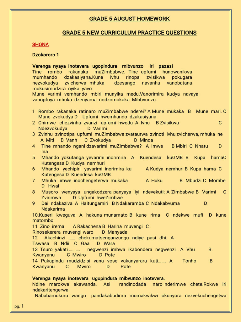 Grade 5 Holiday Homework | PDF | Vegetables | Legume