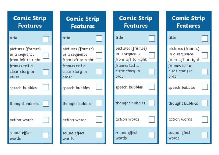 T e 1718695264 Features of A Comic Strip Bookmark Checklist - Ver - 2 | PDF