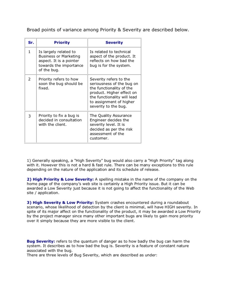 Priority Vs Severity | PDF