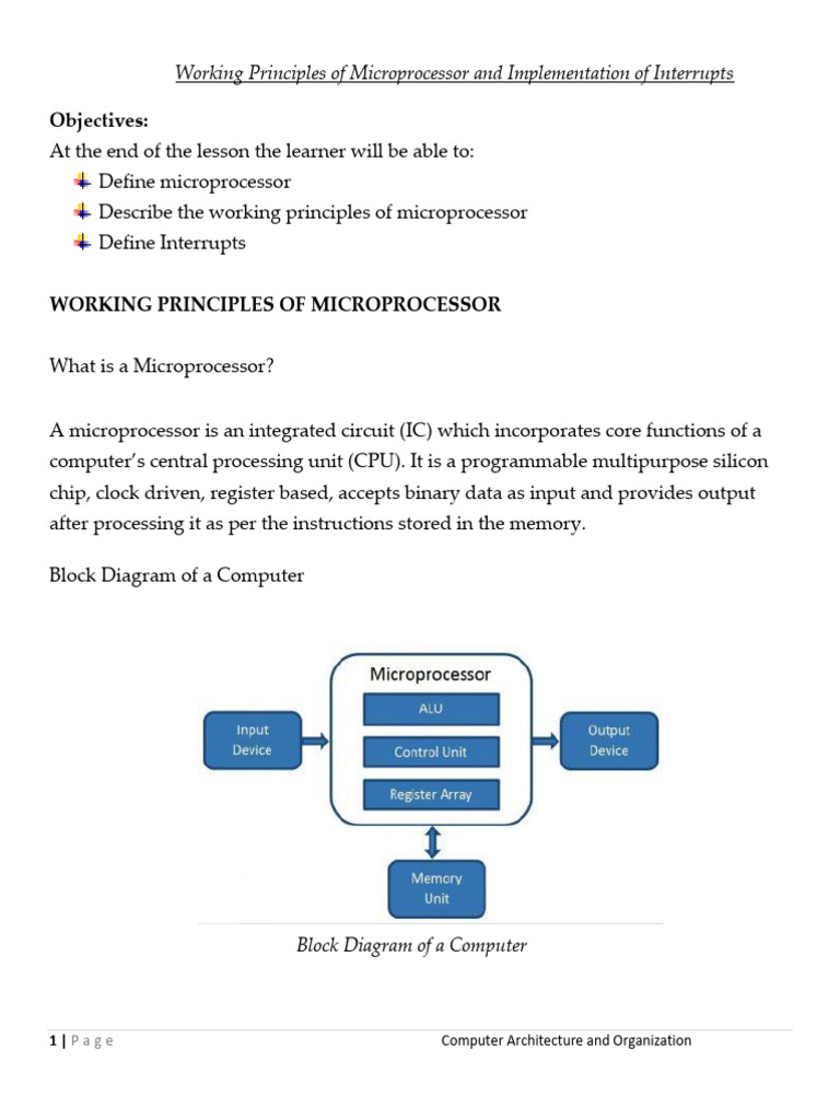 W3 Working Principles of Microprocessor and Implementation of Interrupts | PDF | Central ...