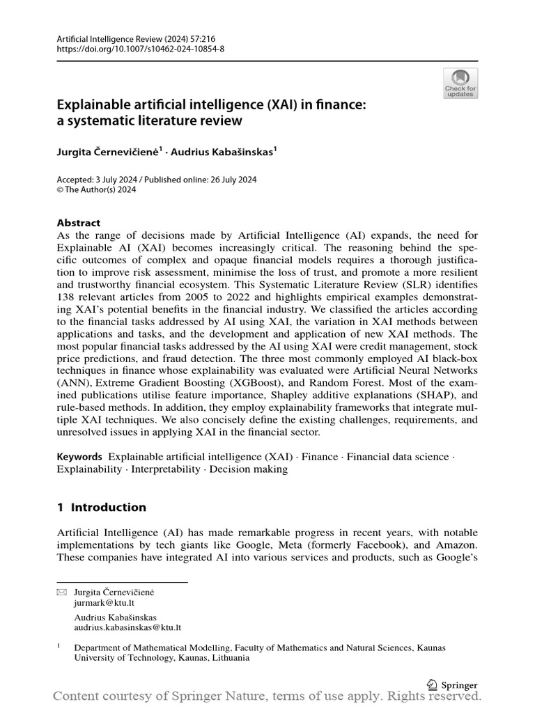 Explainable Artificial Intelligence XAI in Finance | PDF | Artificial ...