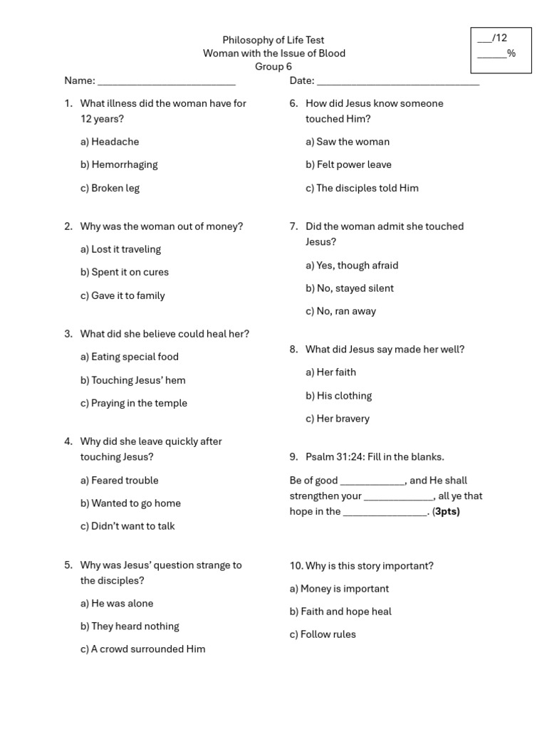 Phil of Life Test | PDF | Jesus