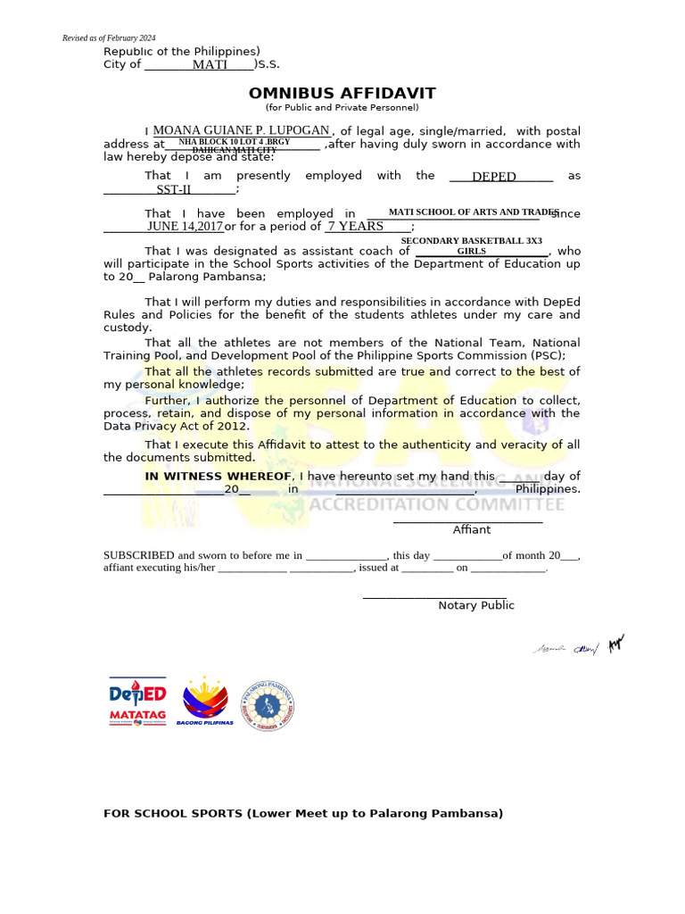 Omnibus-Affidavit - v2024 Moana | PDF | Affidavit | Government