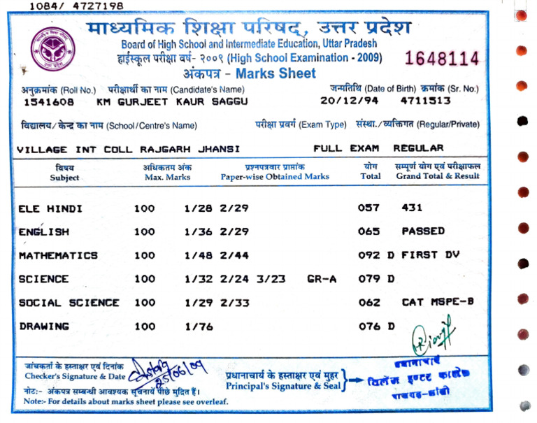 High School Marksheet | PDF