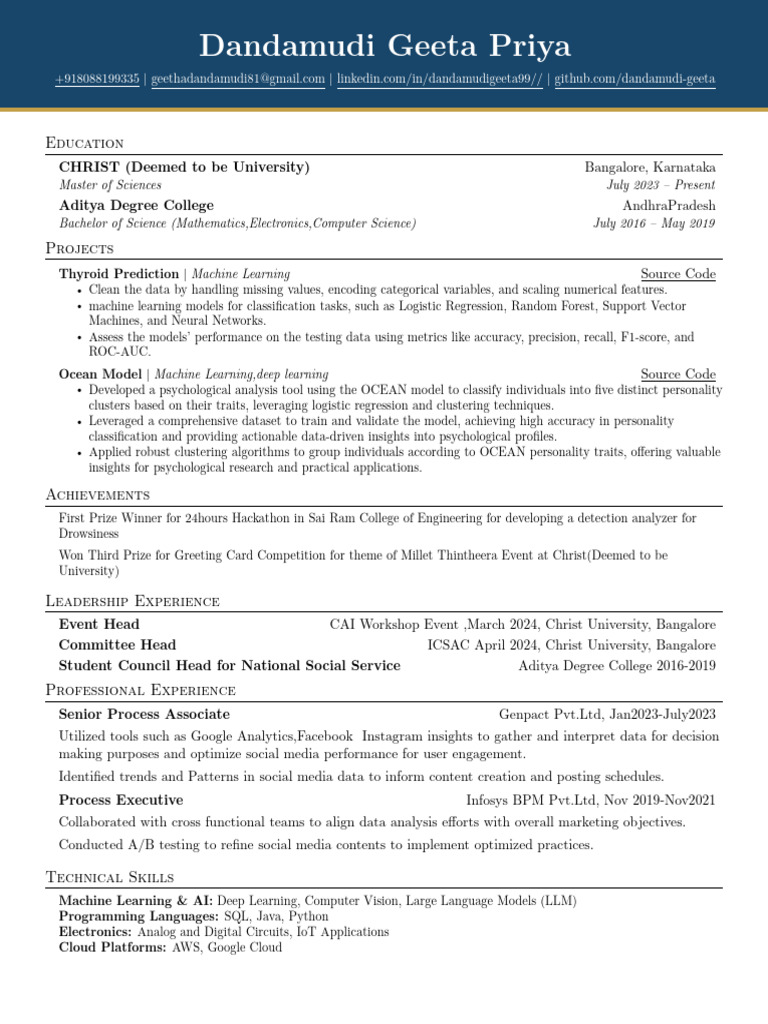 Full Resume | PDF | Machine Learning | Deep Learning