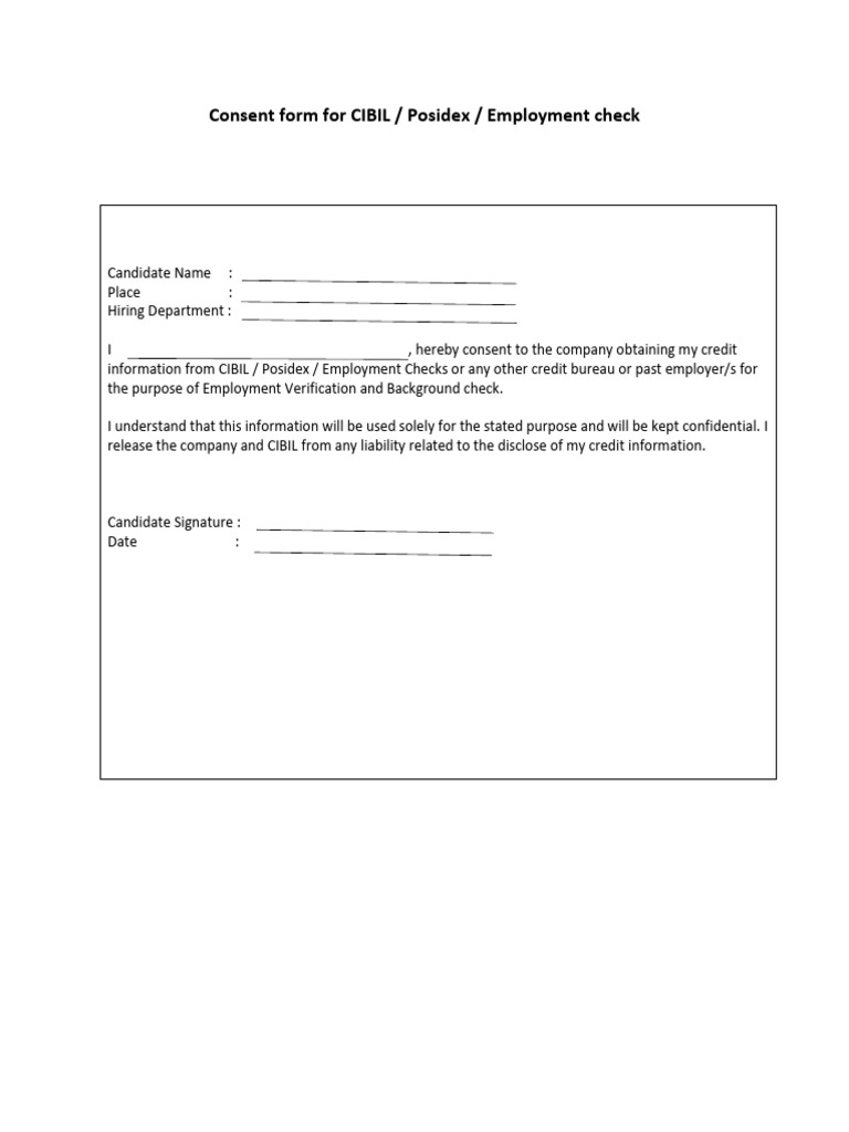 Consent - For CIBIL & Employement | PDF