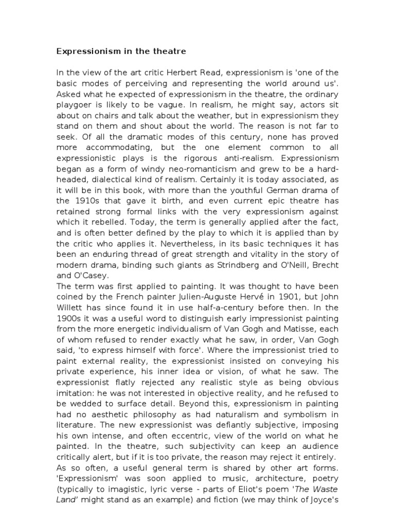 Expressionism in The Theatre | PDF | Expressionism | Theatre