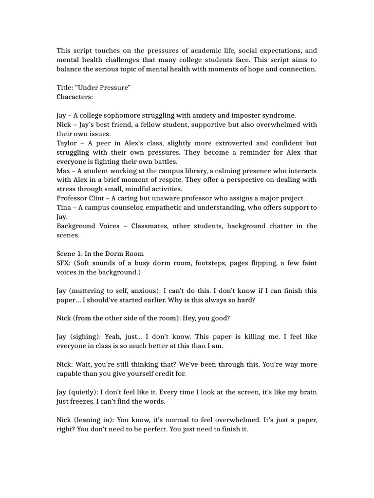 Adio Drama Script Mental Health and College Life - 044401 | PDF